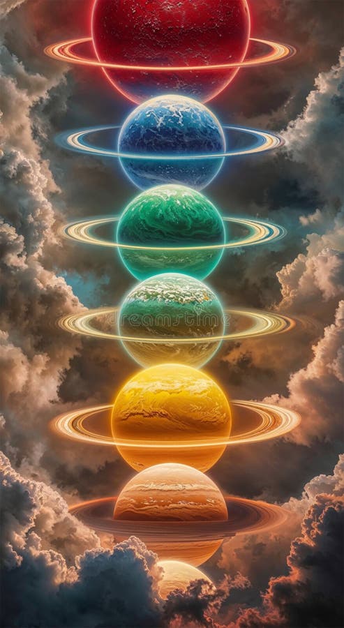 Diverse Astronomy Concept with an Alignment of Differently Colored and ...