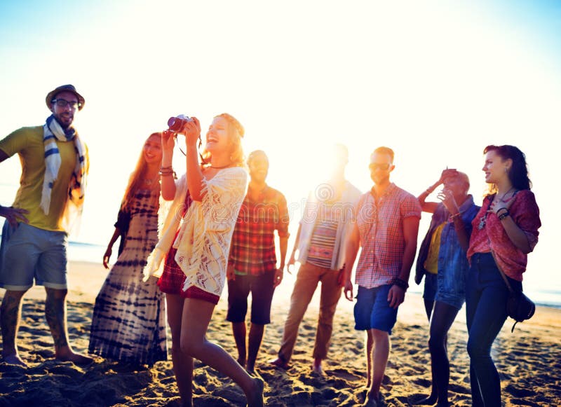 Diverse Beach Summer Friends Fun Bonding Concept Stock Photo - Image of ...