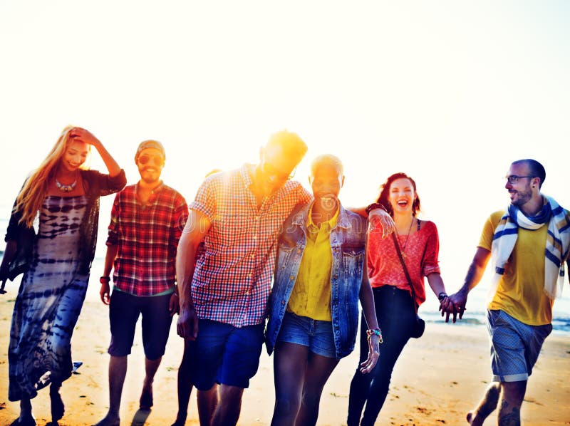 Diverse Beach Summer Friends Fun Bonding Concept Stock Photo - Image of ...