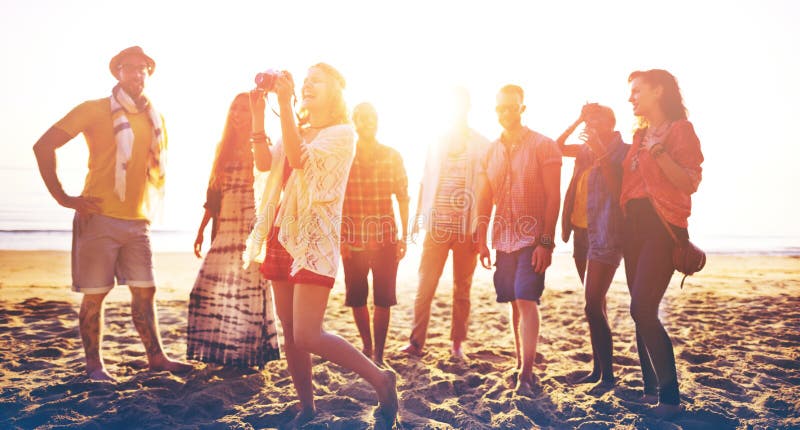 Diverse Beach Summer Friends Fun Bonding Concept Stock Image - Image of ...