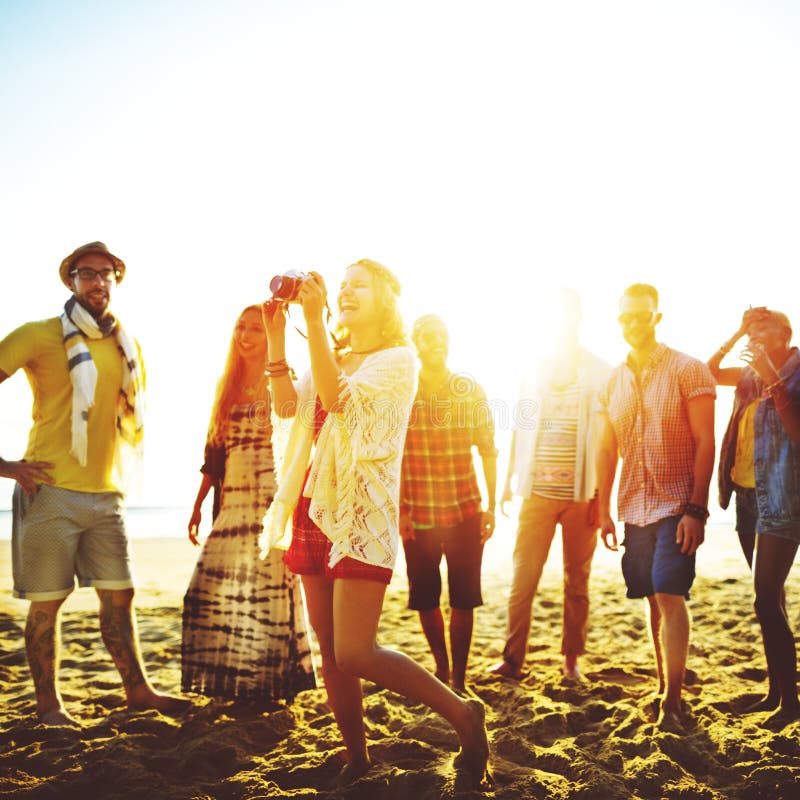 Diverse Beach Summer Friends Fun Bonding Concept Stock Image - Image of ...