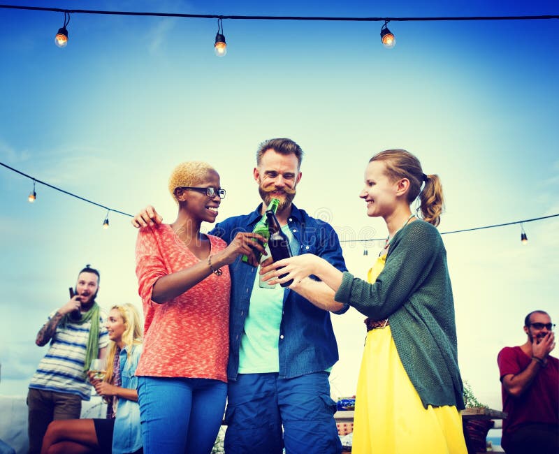 Diverse Beach Summer Party Roof Top Fun Concept Stock Image - Image of ...