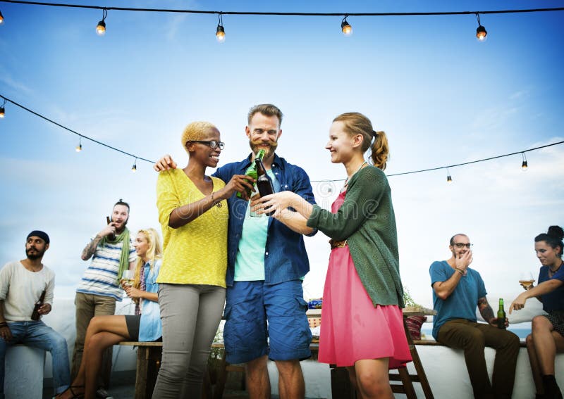 Diverse Beach Summer Party Roof Top Fun Concept Stock Photo - Image of ...