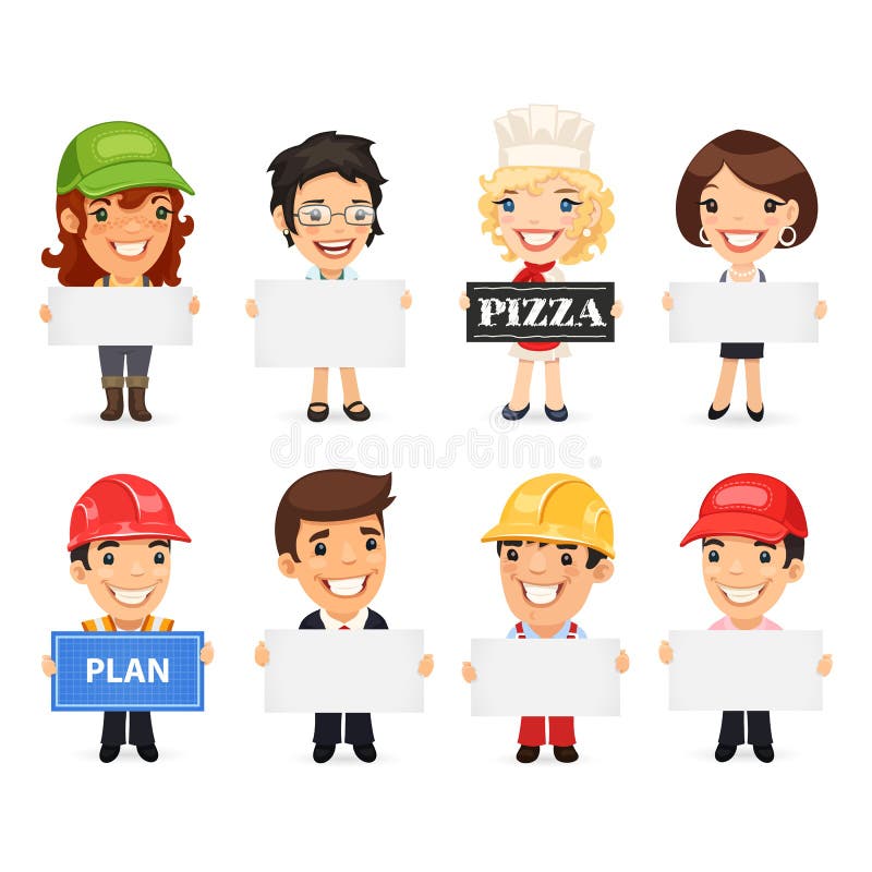 Diverse Beroeps Die Lege Banners Voorstellen Vector Illustratie ...