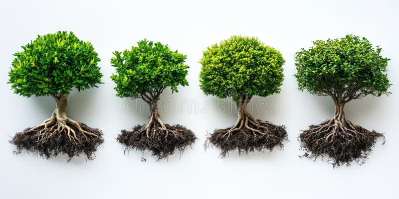 Diverse Bonsai Trees Displaying Unique Foliage and Root Structures ...