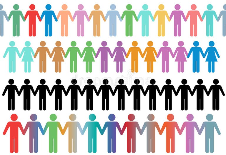 Diverse Border Rows Symbol People Hold Hands Stock Vector ...
