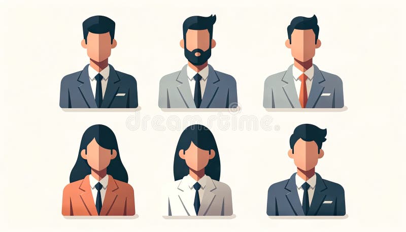 Diverse Business Avatars in Flat Minimalistic Design AI Generated Stock ...