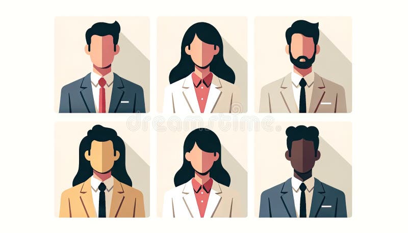 Diverse Business Avatars in Flat Minimalistic Style AI Generated Stock ...