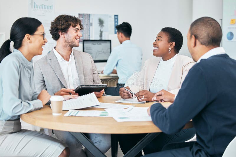 Diverse Business Marketing Team Enjoying Casual Chat during Meeting in ... Diverse Business Marketing Team Enjoying Casual Chat during Meeting in ...