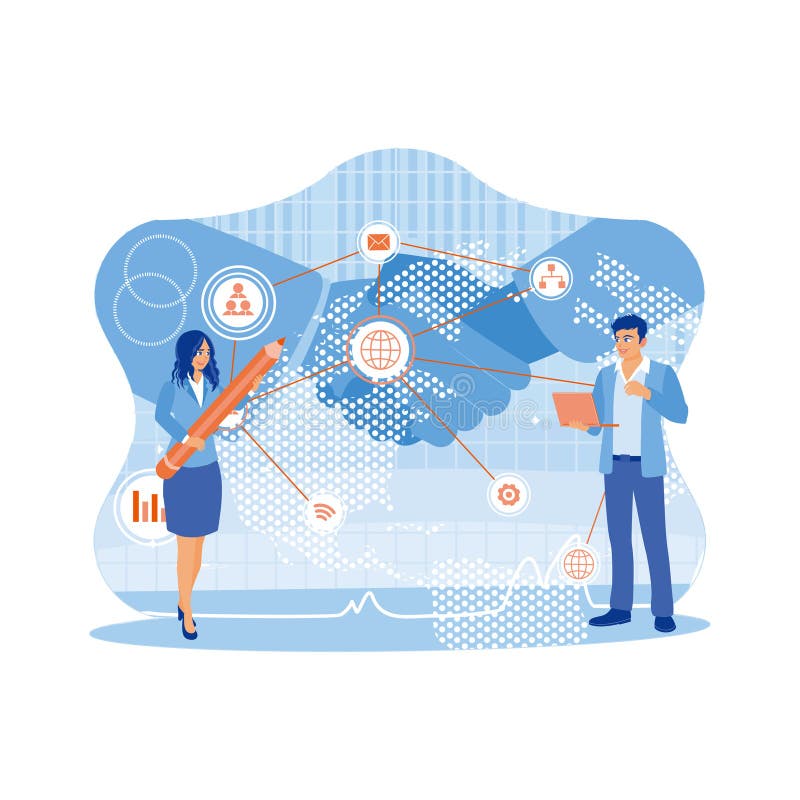 Diverse Business People Using Digital Technology with Global Network ...