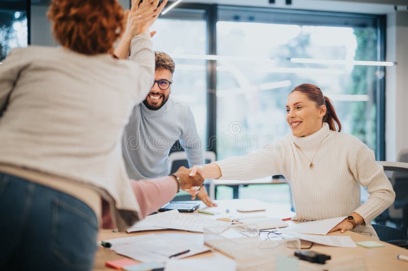Group of Diverse Business Colleagues Celebrating a Successful Finished ...