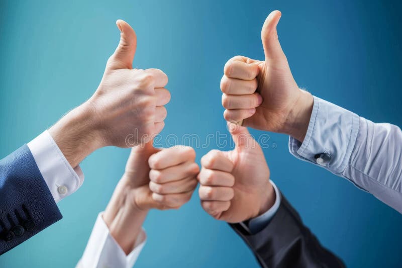 Diverse Business Team Celebrating Success with Thumbs Up Gestures ...