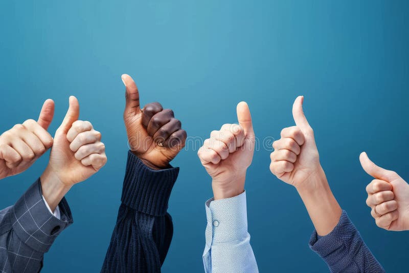 Diverse Business Team Celebrating Success with Thumbs Up Gestures ...