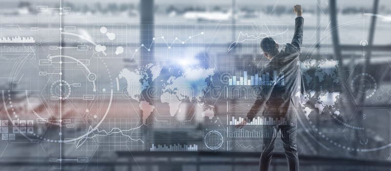 Diverse Business Team in City Digital Interface. Intelligence Control ...