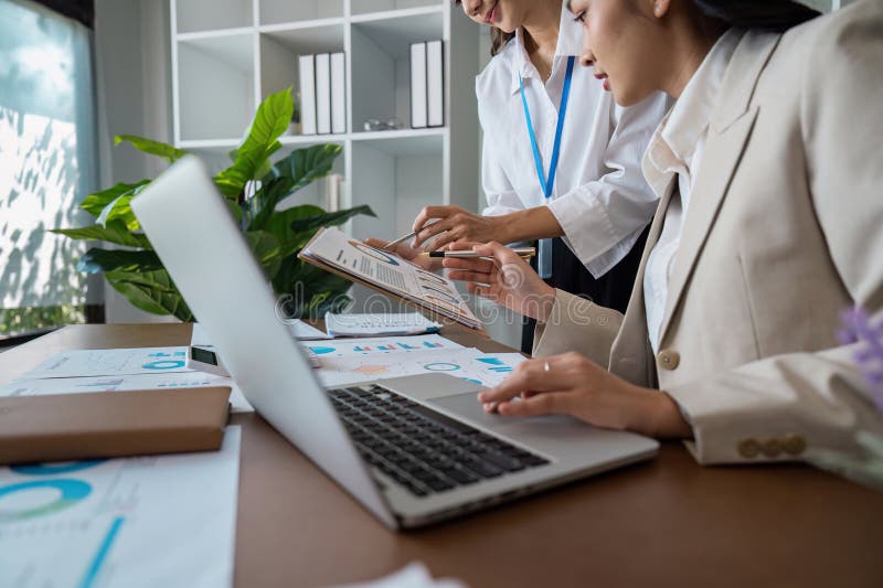 Diverse Business Team Collaborating Financial Analysis Strategy Modern Office Setting Stock ...