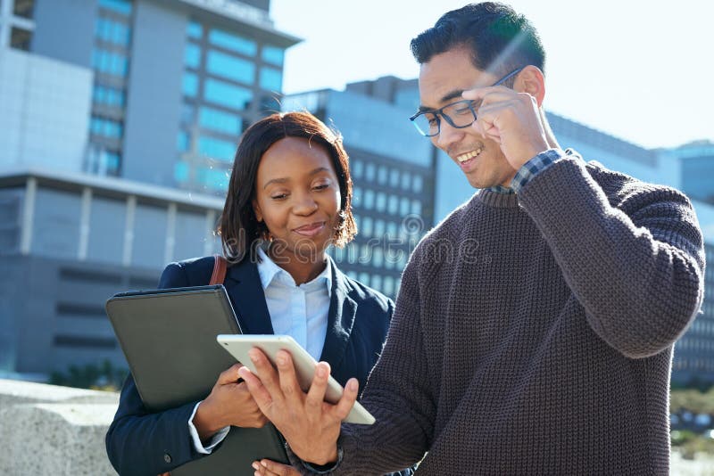 Diverse Business Team Collaborating Outdoors in Urban Setting Stock ...