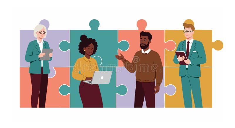 Diverse Business Team Collaboration with Colorful Puzzle Pieces ...