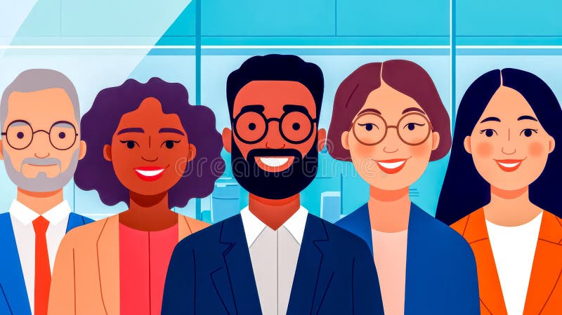 Diverse Business Team Smiling Together in Modern Office Setting Stock ...