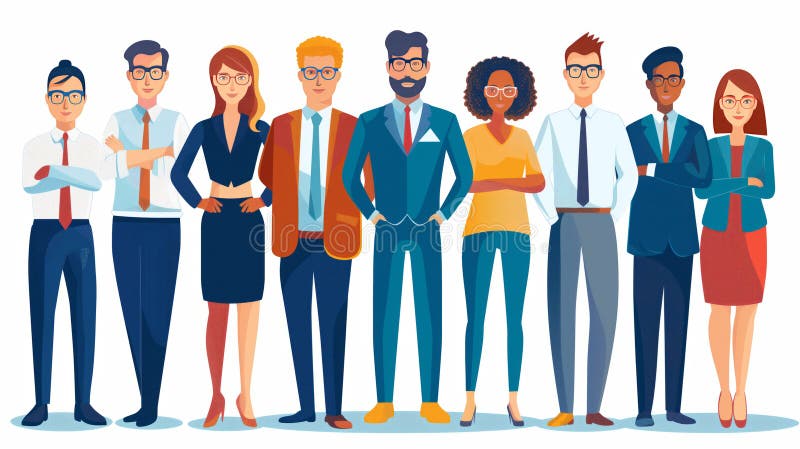 Diverse Business Team Standing Together – Corporate Group Illustration ...