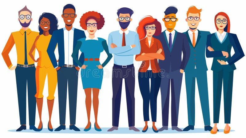 Diverse Business Team Standing Together – Corporate Group Illustration ...