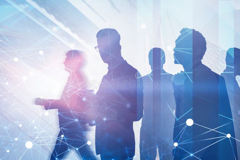 Diverse Business Team Using Connection Interface Stock Illustration ...