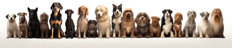 Diverse Canine Assembly: a Charming Line-Up of Various Dog Breeds ...