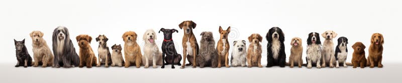 Diverse Canine Assembly: a Charming Line-Up of Various Dog Breeds ...