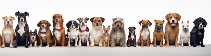 Diverse Canine Assembly: a Charming Line-Up of Various Dog Breeds ...