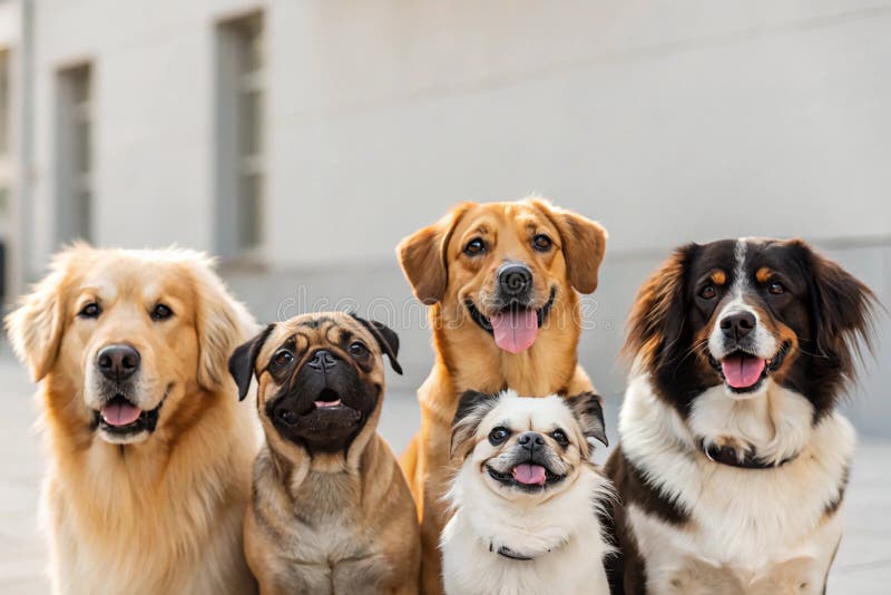 Diverse Canine Assembly a Charming Line-Up of Various Dog Breeds by ...