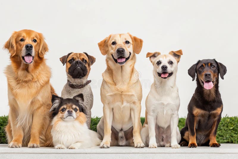 Diverse Canine Assembly a Charming Line-Up of Various Dog Breeds by ...
