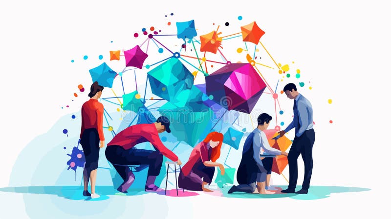 Diverse Characters Collaborating Using Vibrant Colors Stock Vector ...