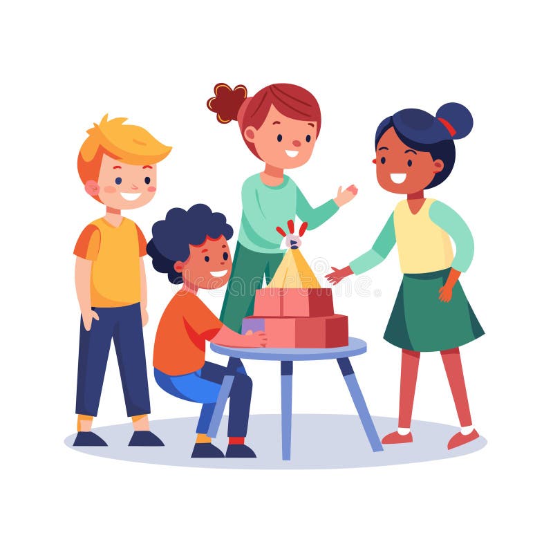 Children Collaborating on Project: Diverse Group of Kids Working ...