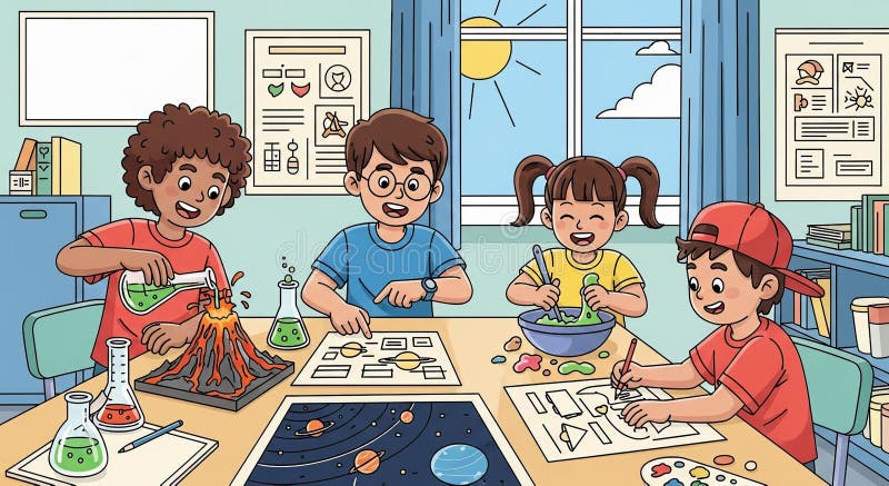 Diverse Children Joyfully Engage in Hands-on Science Experiments and ...