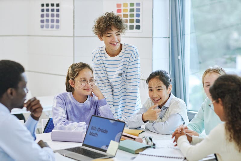 Diverse Group of Kids in School Stock Image - Image of working ...