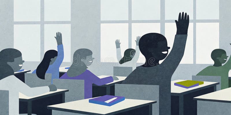 Diverse Classroom: Students Engaged in Learning Stock Illustration ...