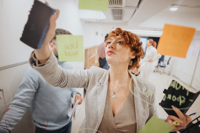 Young Colleagues in a Glass-walled Boardroom Collaborating ...