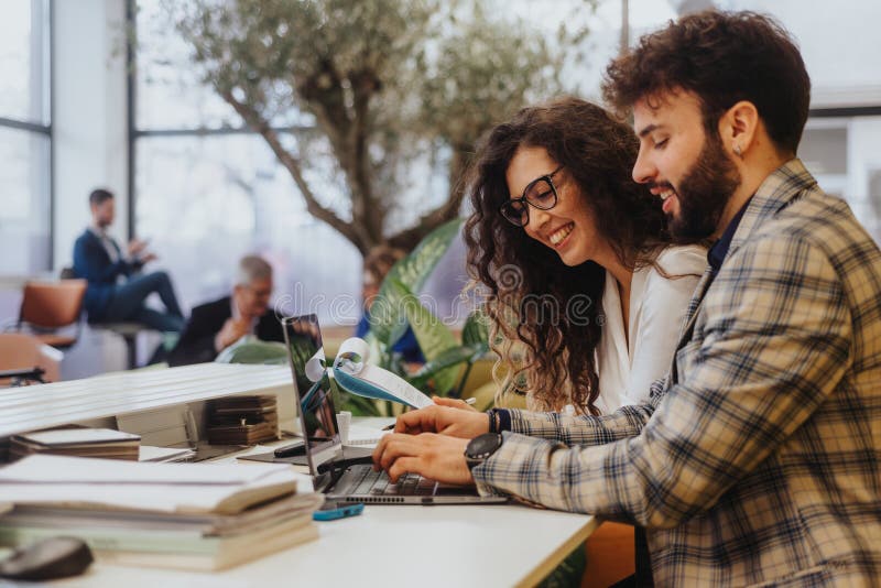 Lovely Couple Collaborate on Projects and Share Ideas, Discussing ...