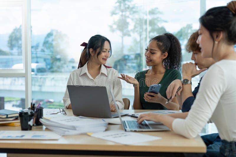 Diverse Colleagues Working on Project Together. Diverse Team of ...