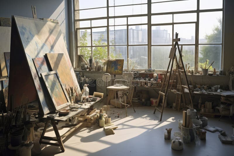 Diverse Collection of Artwork in a Room Stock Image - Image of subjects ...