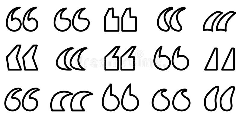 A Diverse Collection of Black Outline Quotation Marks in Different ...
