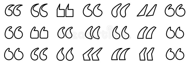 A Diverse Collection of Black Outline Quotation Marks in Different ...