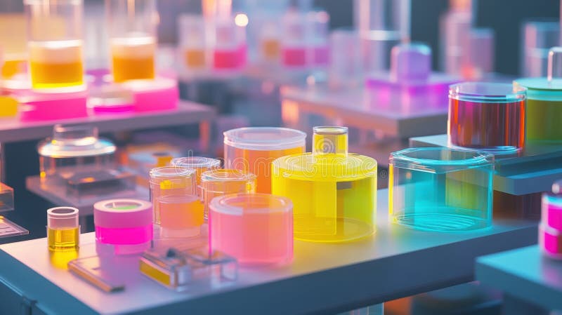 A Diverse Collection of Colorful Prototype Containers on a Small ...