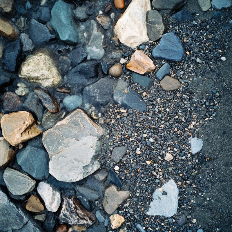 Diverse Collection of Colorful River Rocks and Pebbles on Sandy Surface ...