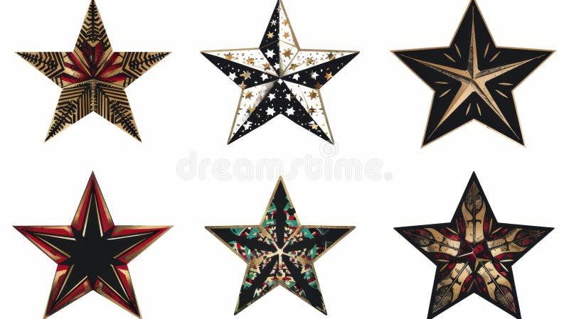 Diverse Collection of Decorative Star Patterns on White Background ...