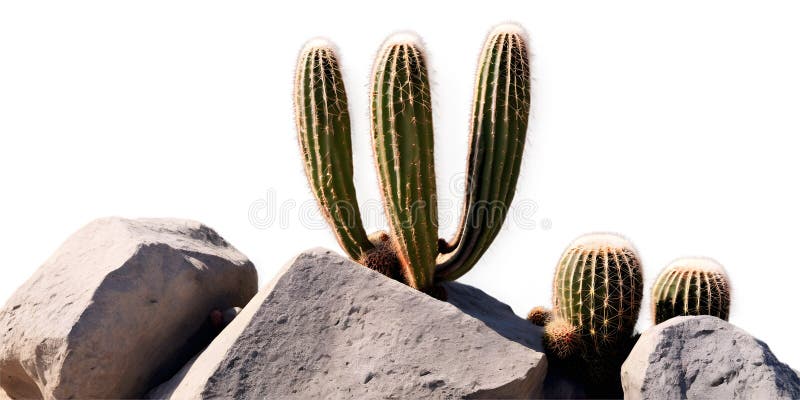 Diverse Collection of Desert Cacti Growing in Sand Against a Pristine ...