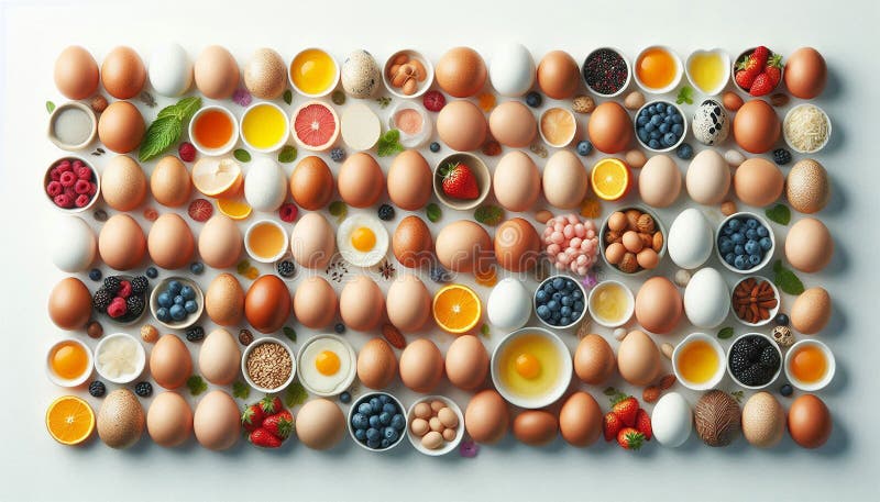 Diverse Collection of Egg Types and Preparations Stock Illustration ...
