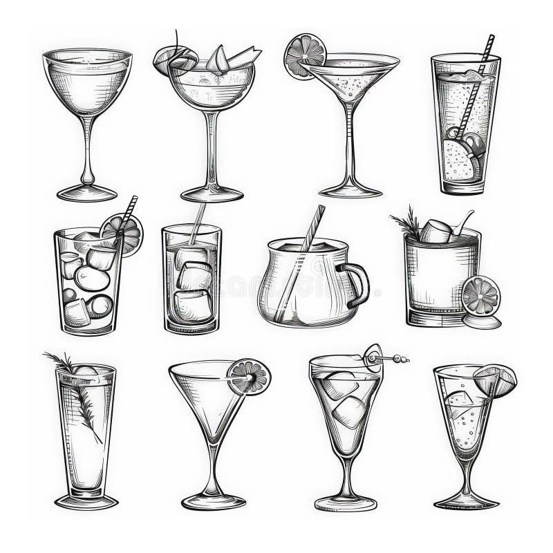 This Diverse Collection Features an Array of Drink and Alcohol Icons ...