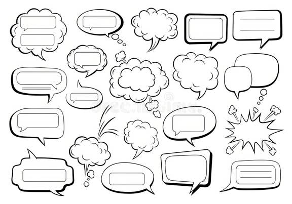 Diverse Collection of Hand-drawn Speech Bubbles and Comic Book Style ...