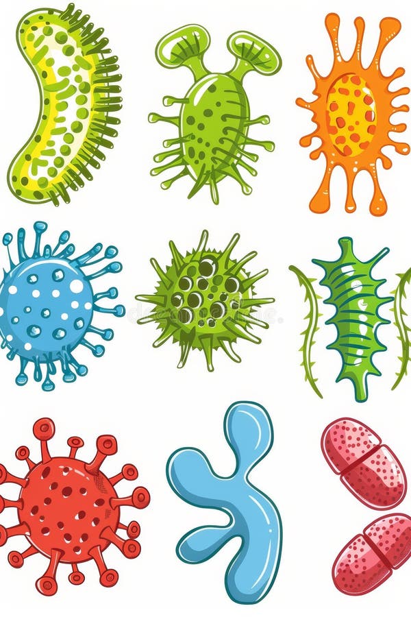Diverse Collection Of Isolated Bacteria And Viruses Showcasing Dangerous Pathogens And Cells
