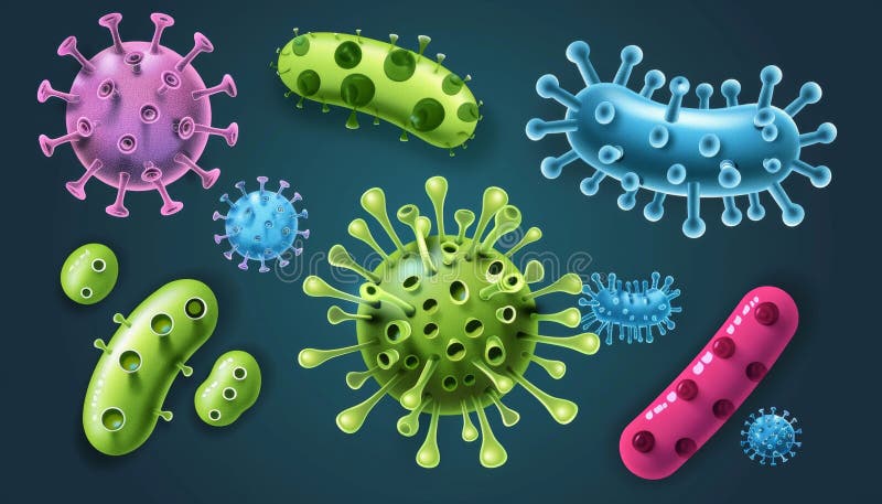 Diverse Collection of Isolated Virus, Bacteria, and Microbe Pathogen ...